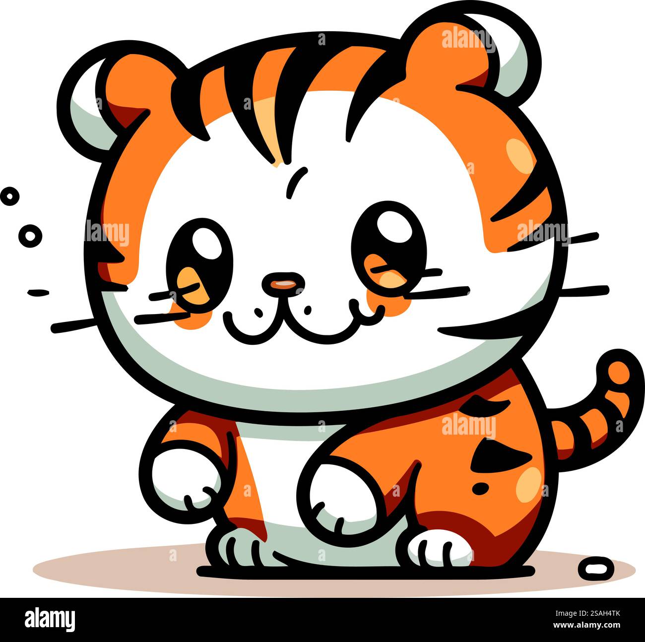 Cute cartoon tiger. Vector illustration. Isolated on white background ...