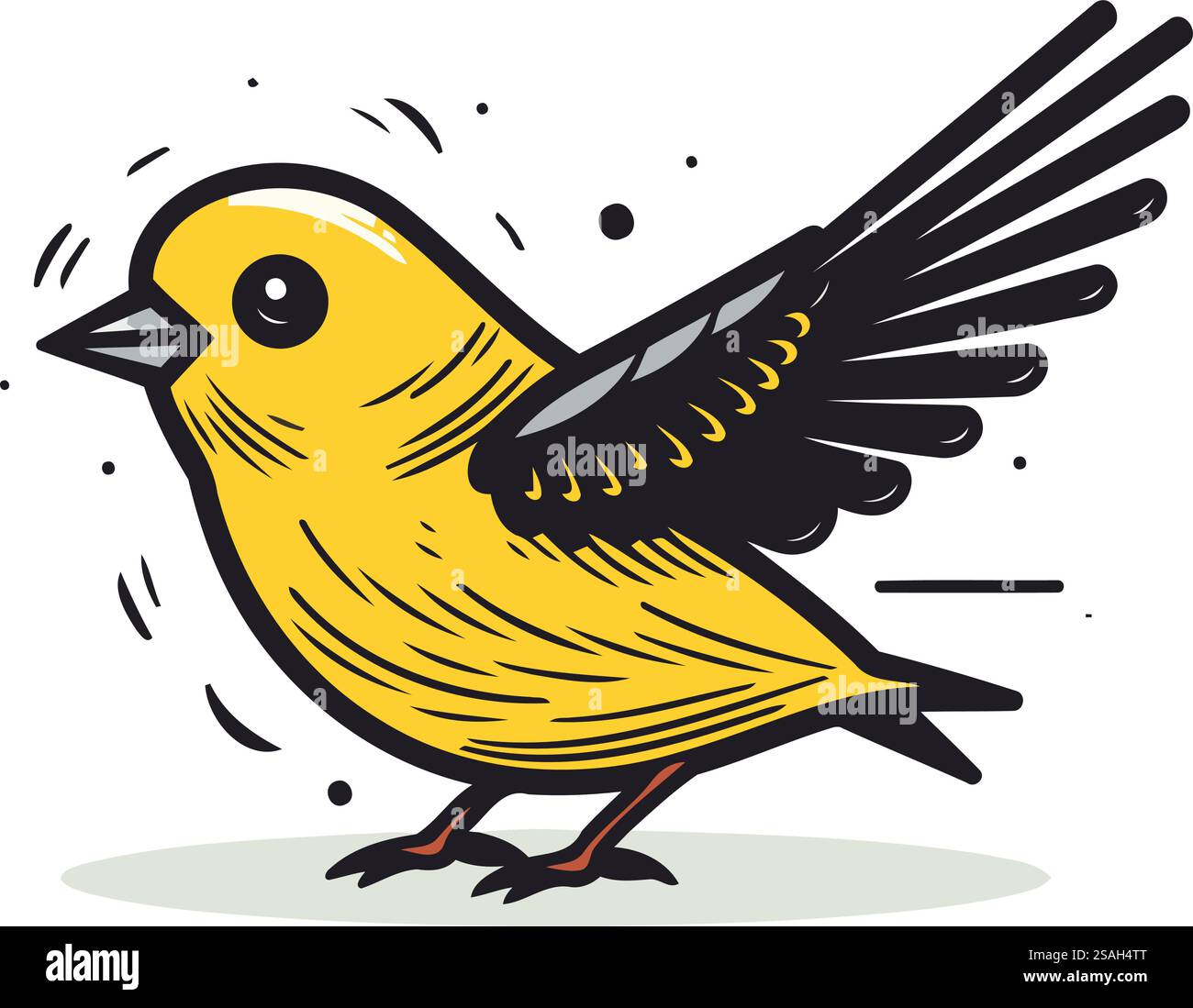 Vector illustration of yellow bird. Isolated on white background ...