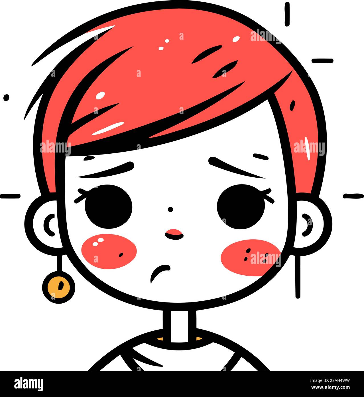 Illustration of a little girl with angry facial expression. vector ...