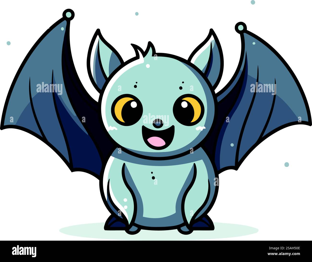 Cute cartoon bat. Vector illustration. Isolated on white background ...