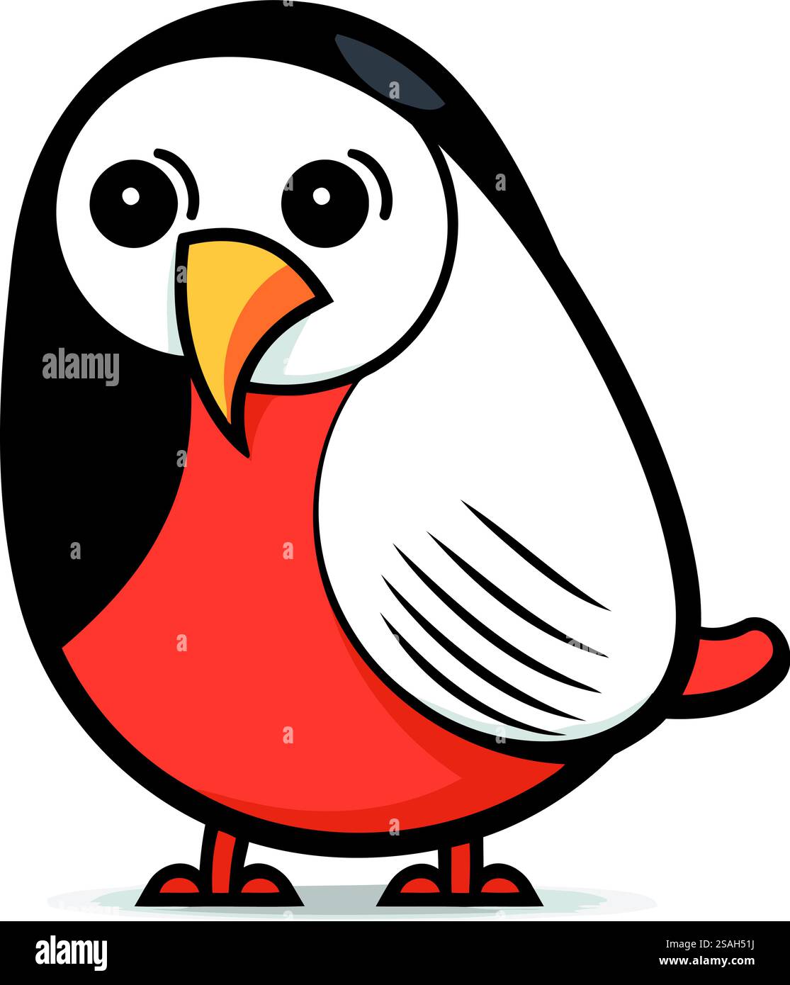 Cartoon vector illustration of cute little black and red robin Stock ...