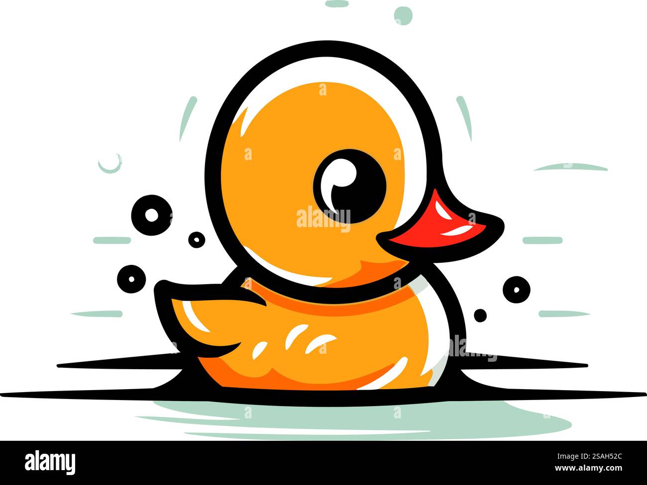 Cute rubber duck isolated on a white background. Vector illustration ...