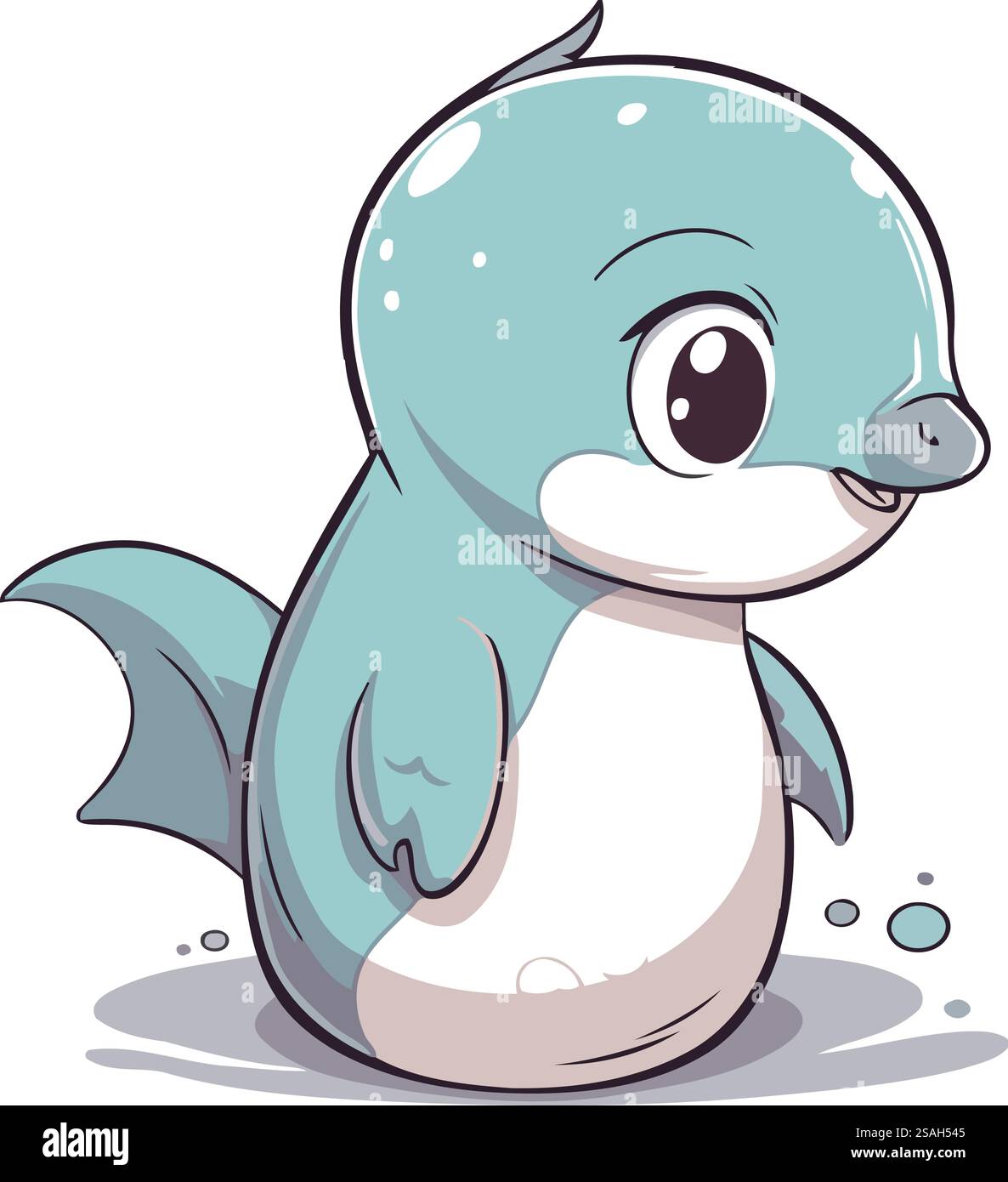 Cute blue whale cartoon character. Vector illustration isolated on ...