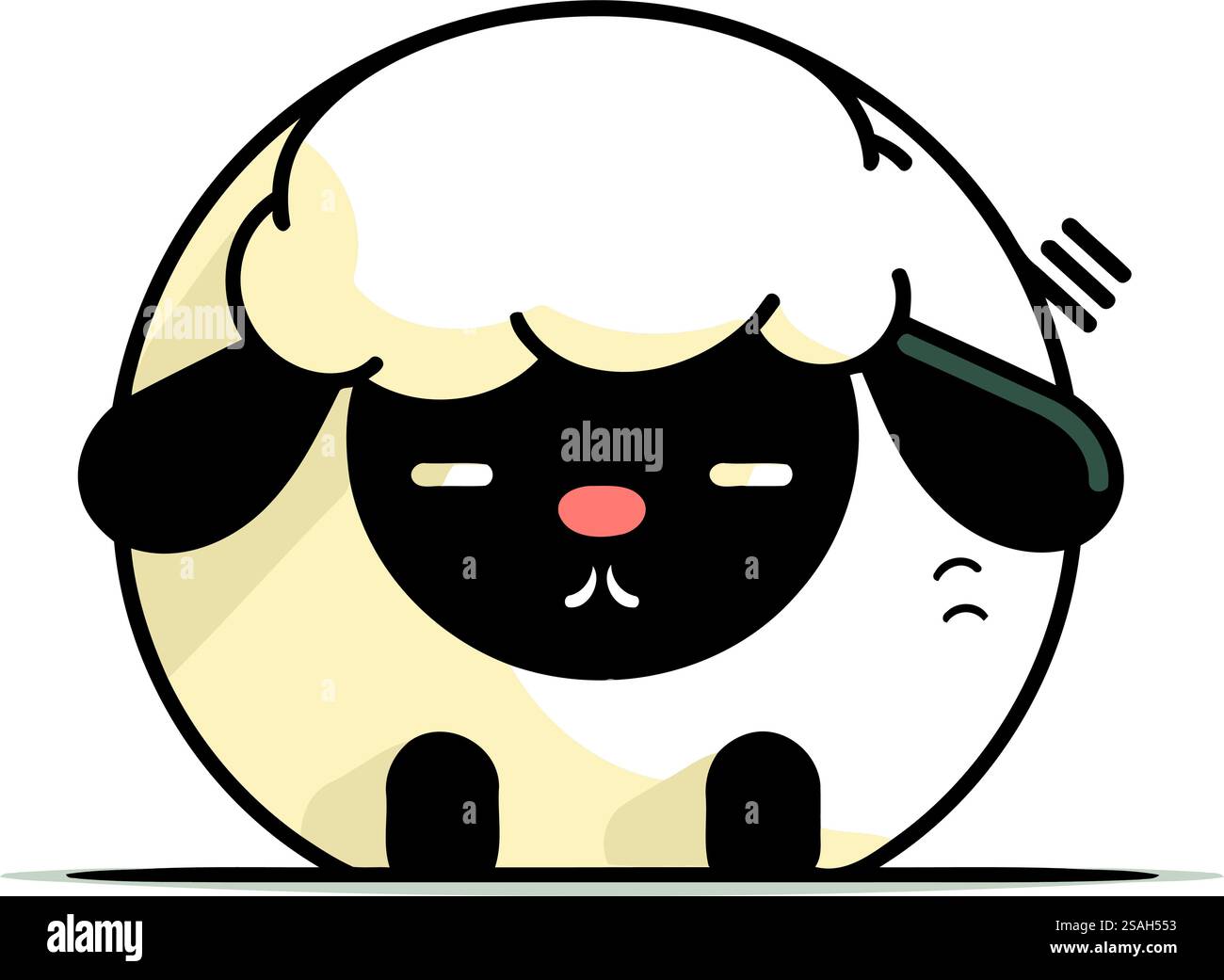 Cute cartoon sheep with sad expression. Vector illustration isolated on ...