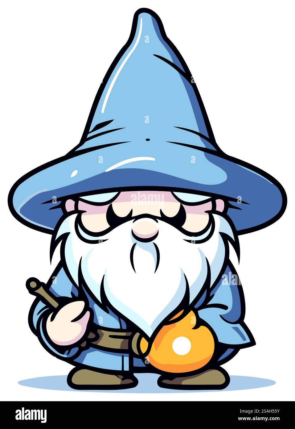 Angry Cartoon Wizard Wearing a Witch Hat Vector Illustration Stock ...