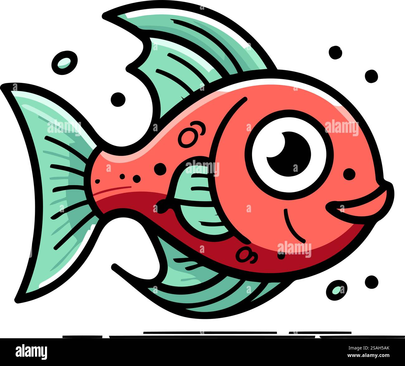 Cartoon funny fish. Colorful vector illustration on white background ...