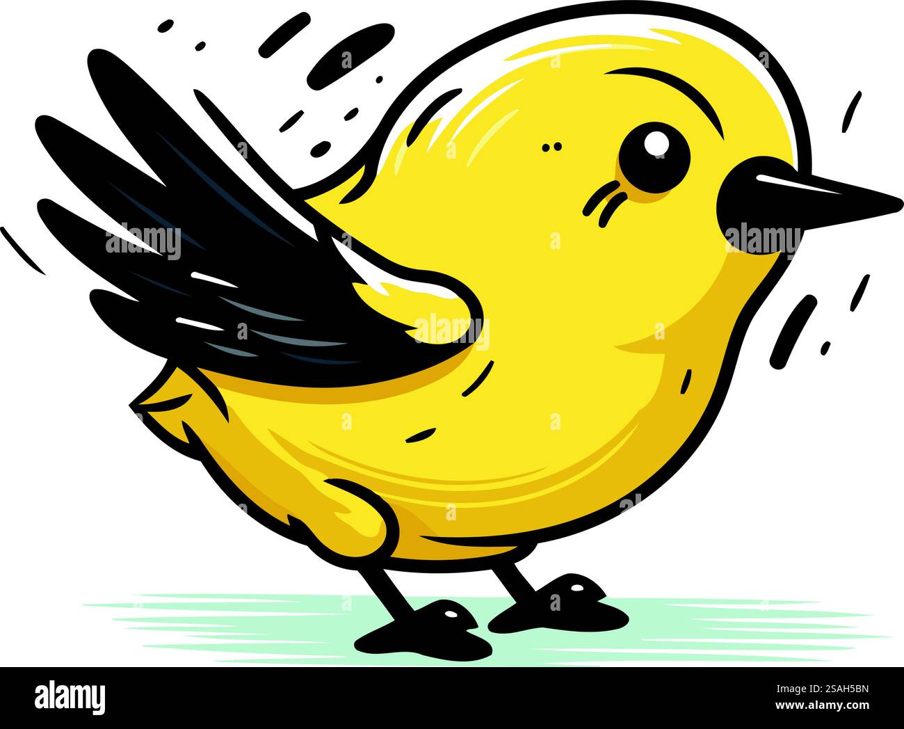 Cute little yellow bird cartoon vector illustration. Isolated on white ...