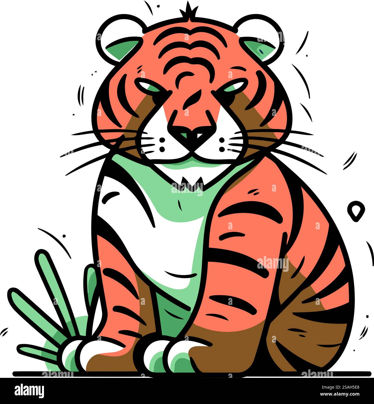 Cute tiger. Vector illustration of a tiger on a white background Stock ...
