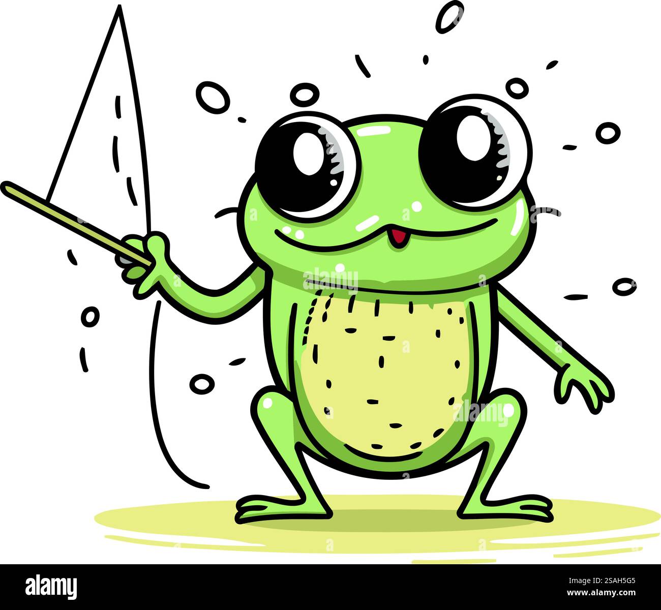 Frog with a pointer. Cute cartoon character. Vector illustration Stock ...