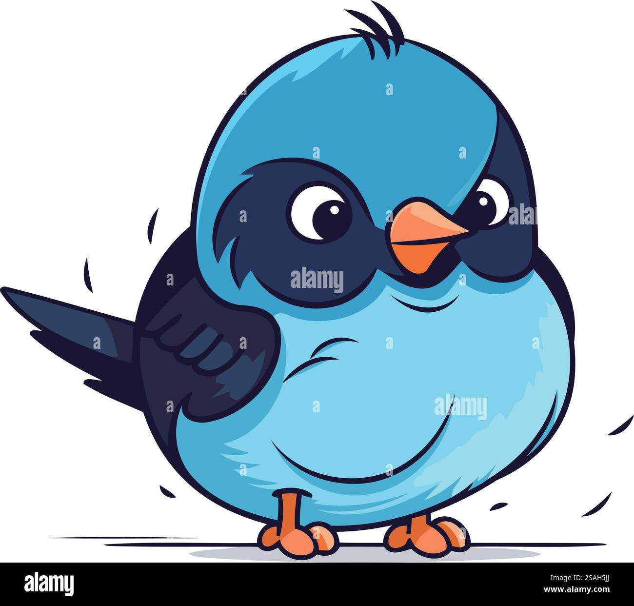 Cute blue bird isolated on white background. Cartoon vector ...