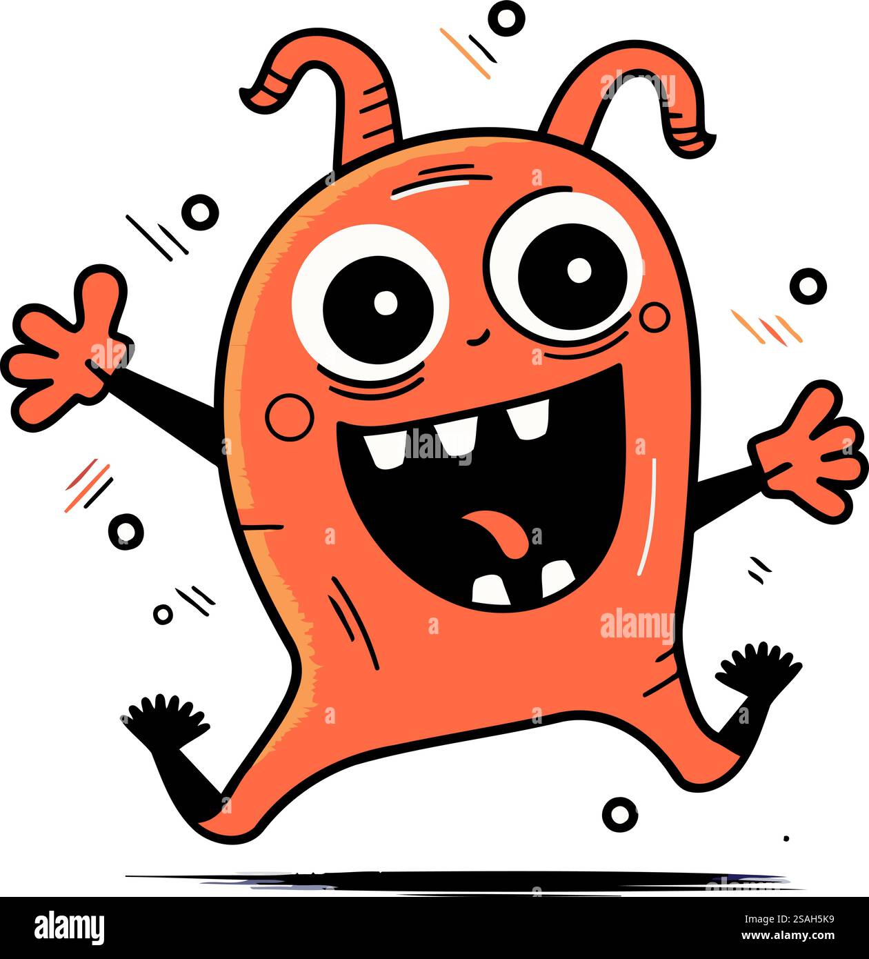 Funny cartoon monster running. Vector illustration. Isolated on white ...
