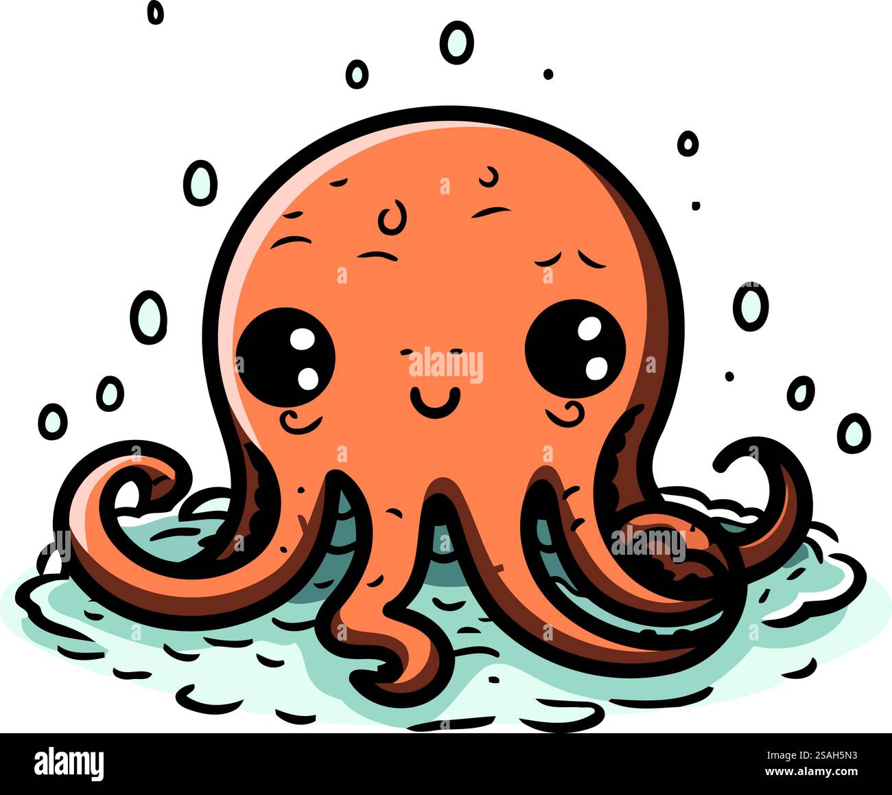 Cute kawaii octopus. Vector illustration in cartoon style Stock Vector ...
