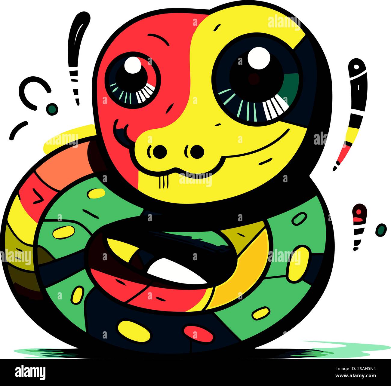Cute cartoon snake. Vector illustration of a snake. Cute snake Stock ...