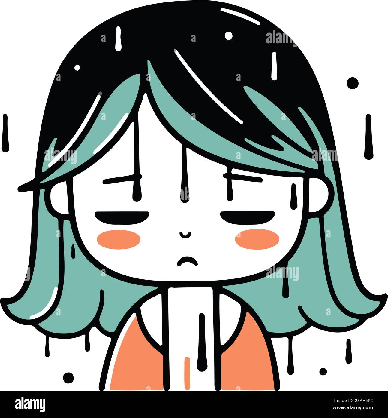 Illustration of a girl with a sad expression on her face Stock Vector ...