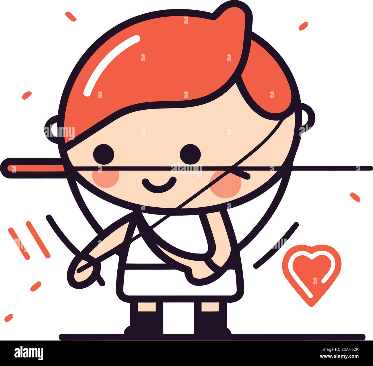 Cute cartoon boy with bow and arrow. Vector illustration in flat style ...