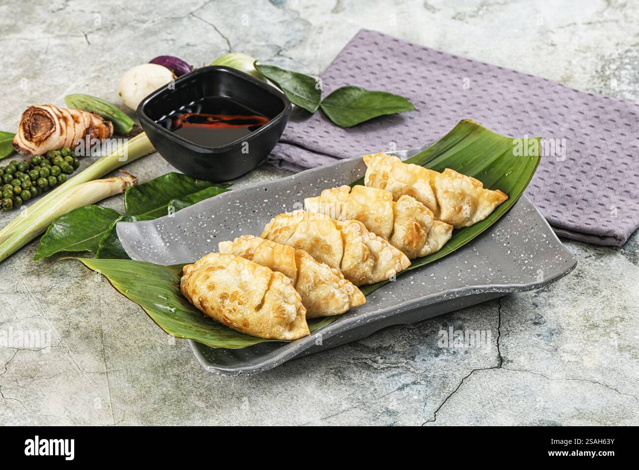 Japanese cuisine - stuffed dumplings gyoza with prawn or meat Stock ...