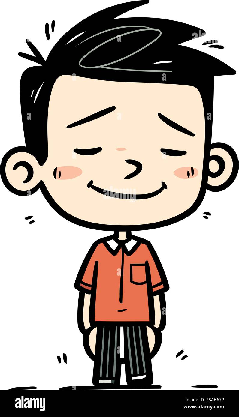 Cute cartoon boy with happy expression. Vector clip art illustration ...