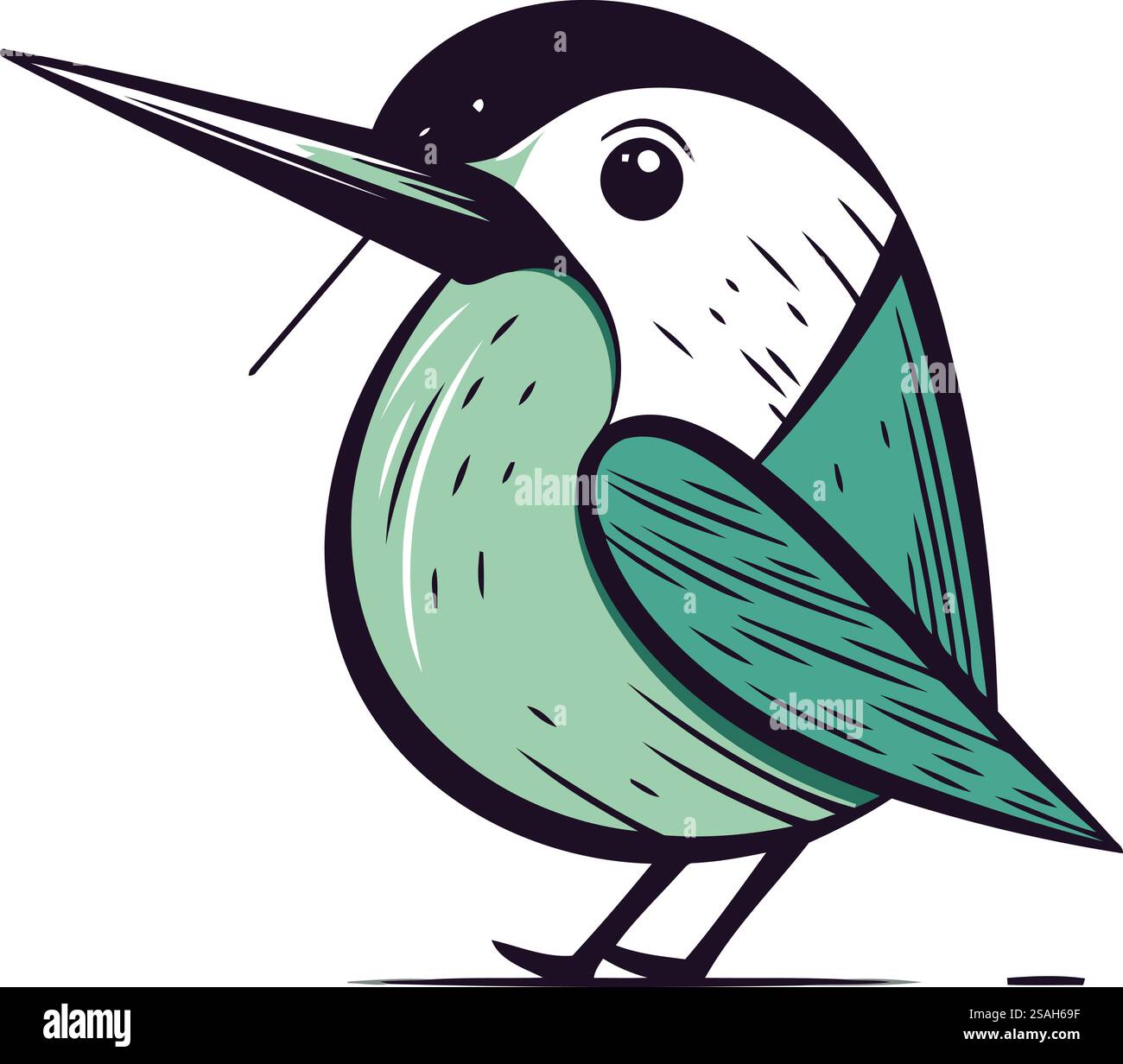 Hand drawn vector illustration or drawing of a cute cartoon blue bird ...