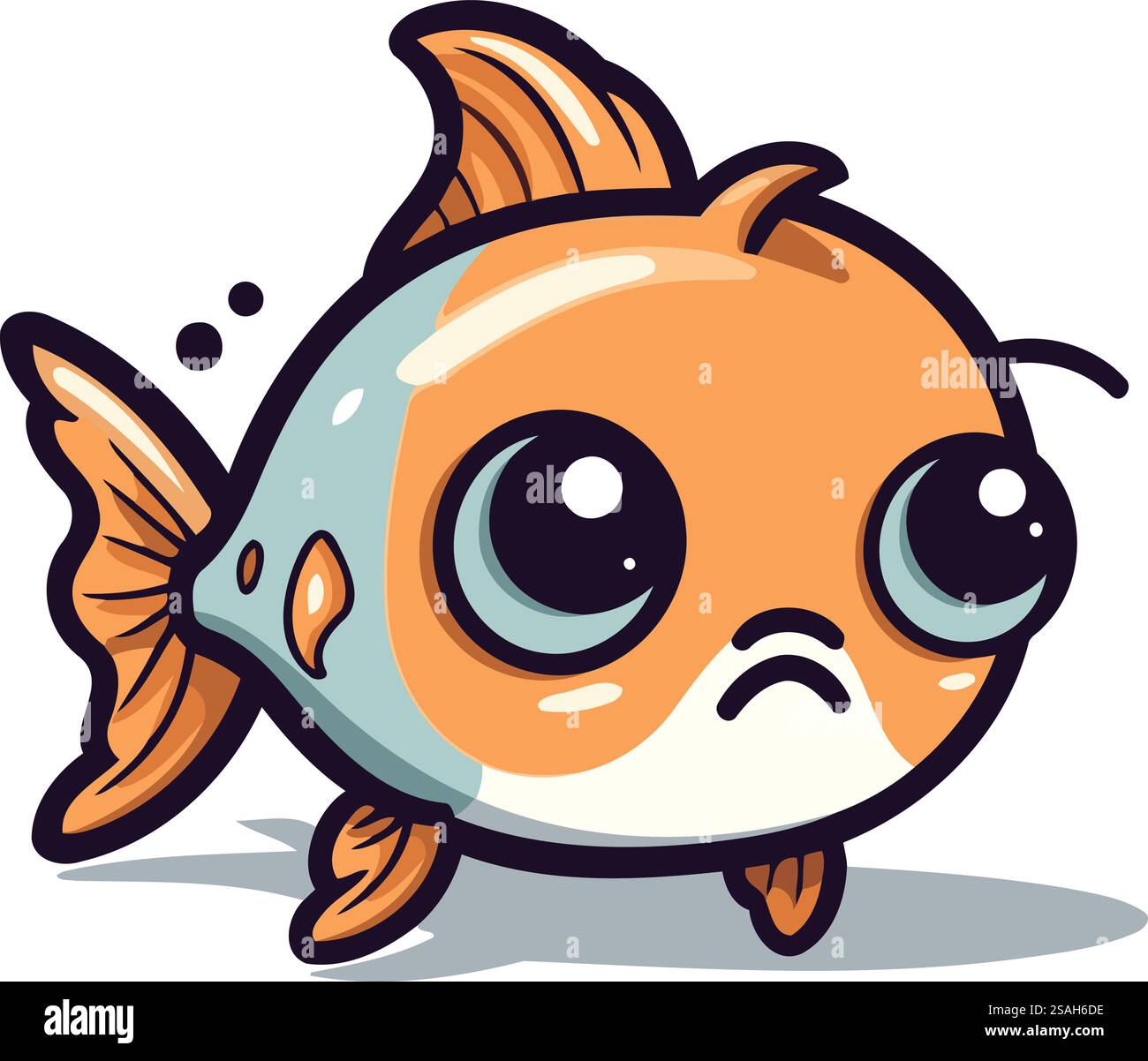 Cute cartoon fish character. Vector illustration. Isolated on white ...