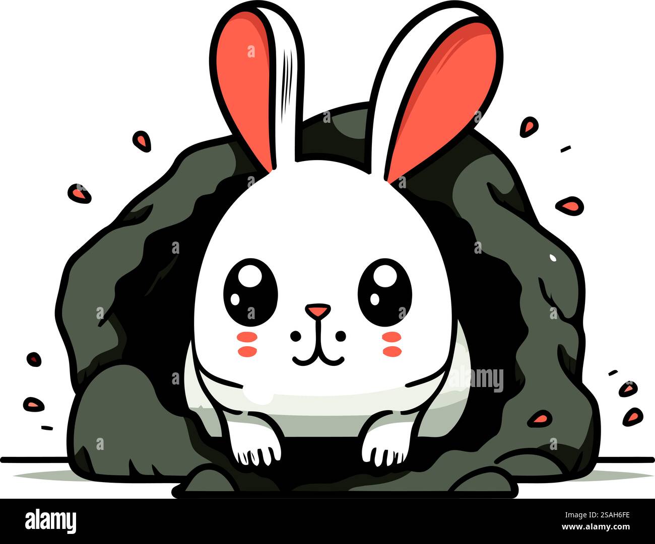 Cute rabbit peeking out of a hole. Vector illustration Stock Vector ...