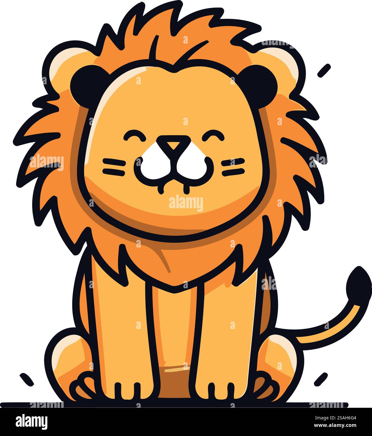 Cute cartoon lion. Vector illustration isolated on a white background ...