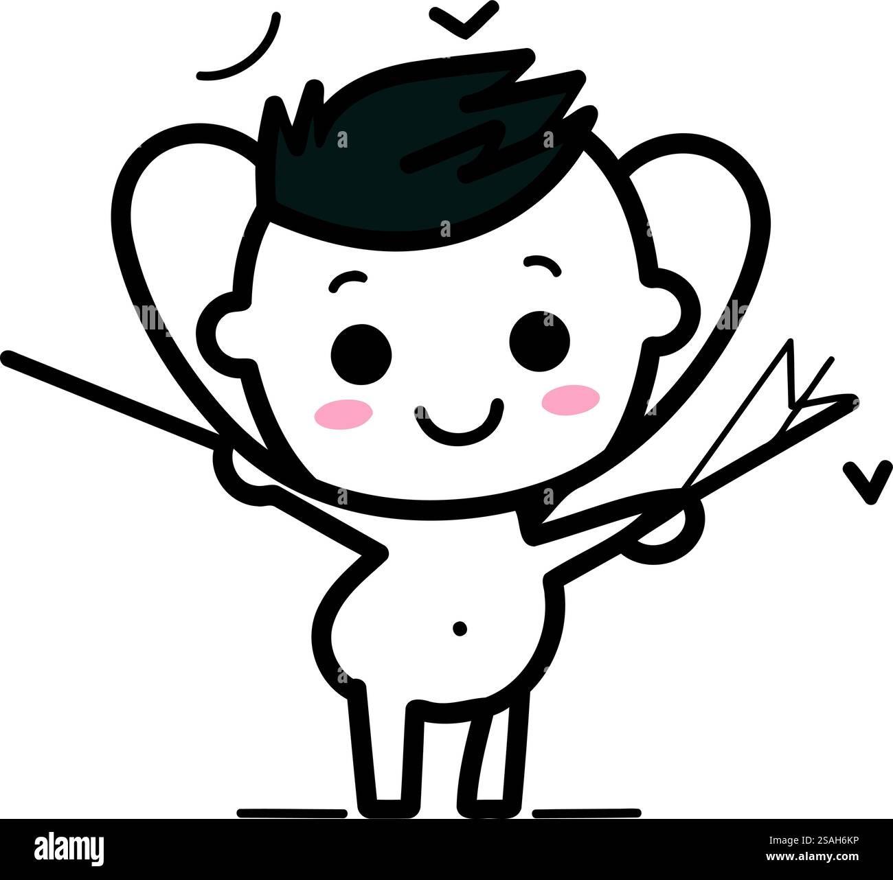 Cute cartoon boy playing bow and arrow. Vector clipart Stock Vector ...