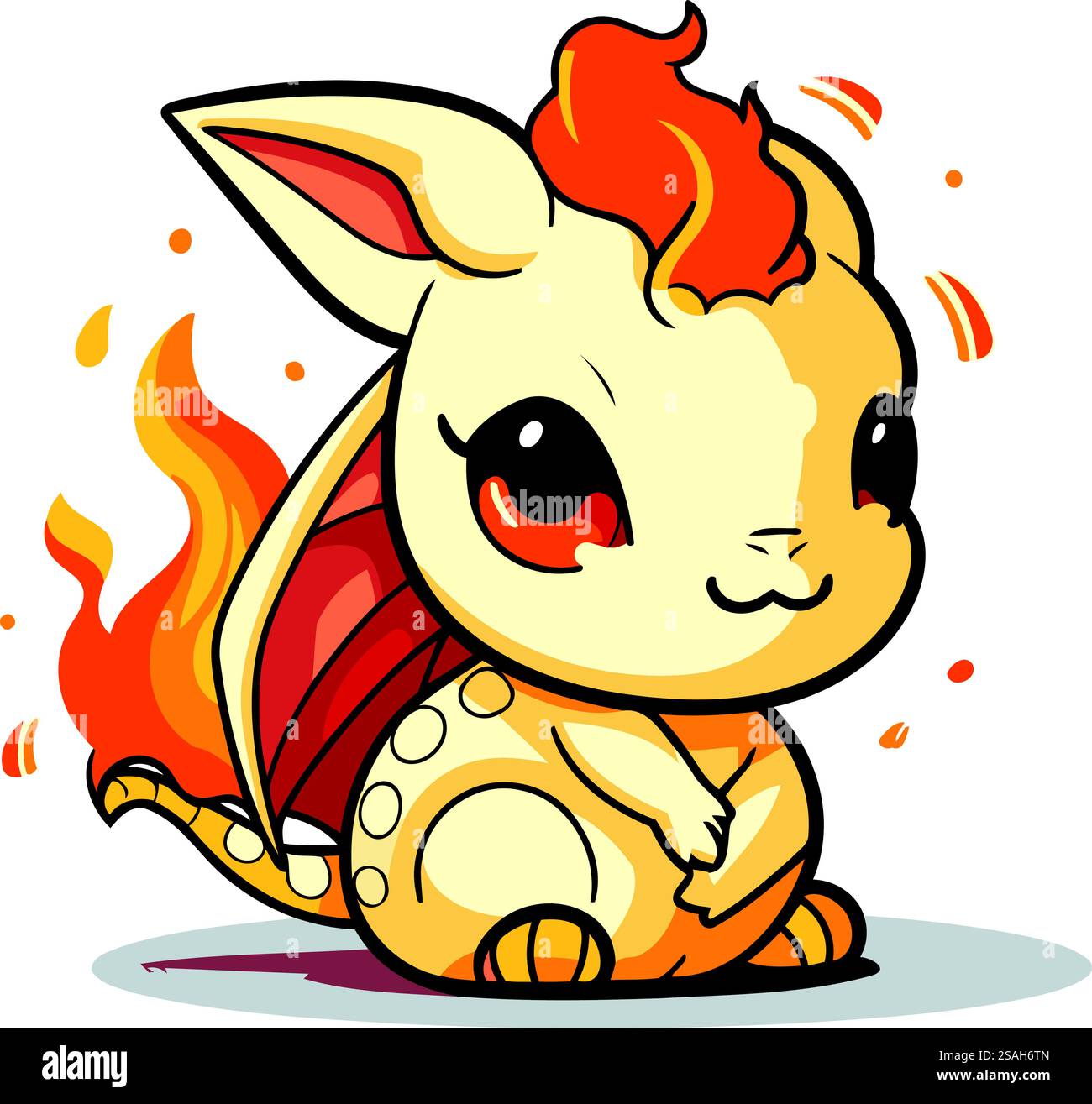 Cute cartoon dog sitting on fire. Vector illustration isolated on white ...