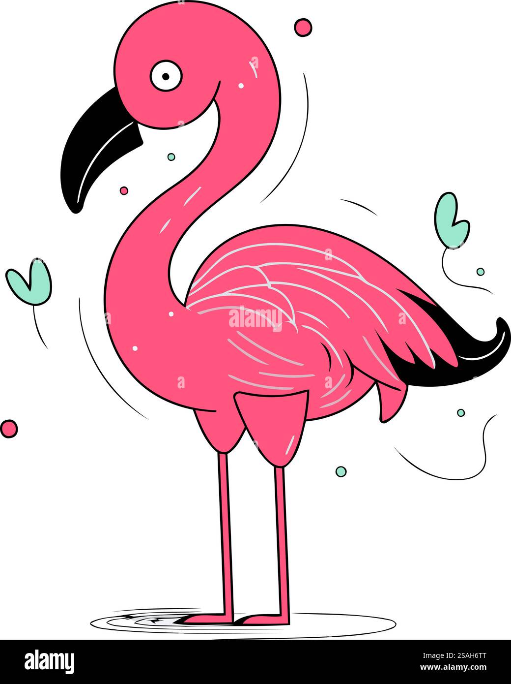 Flamingo. Vector illustration of a pink flamingo on a white background ...