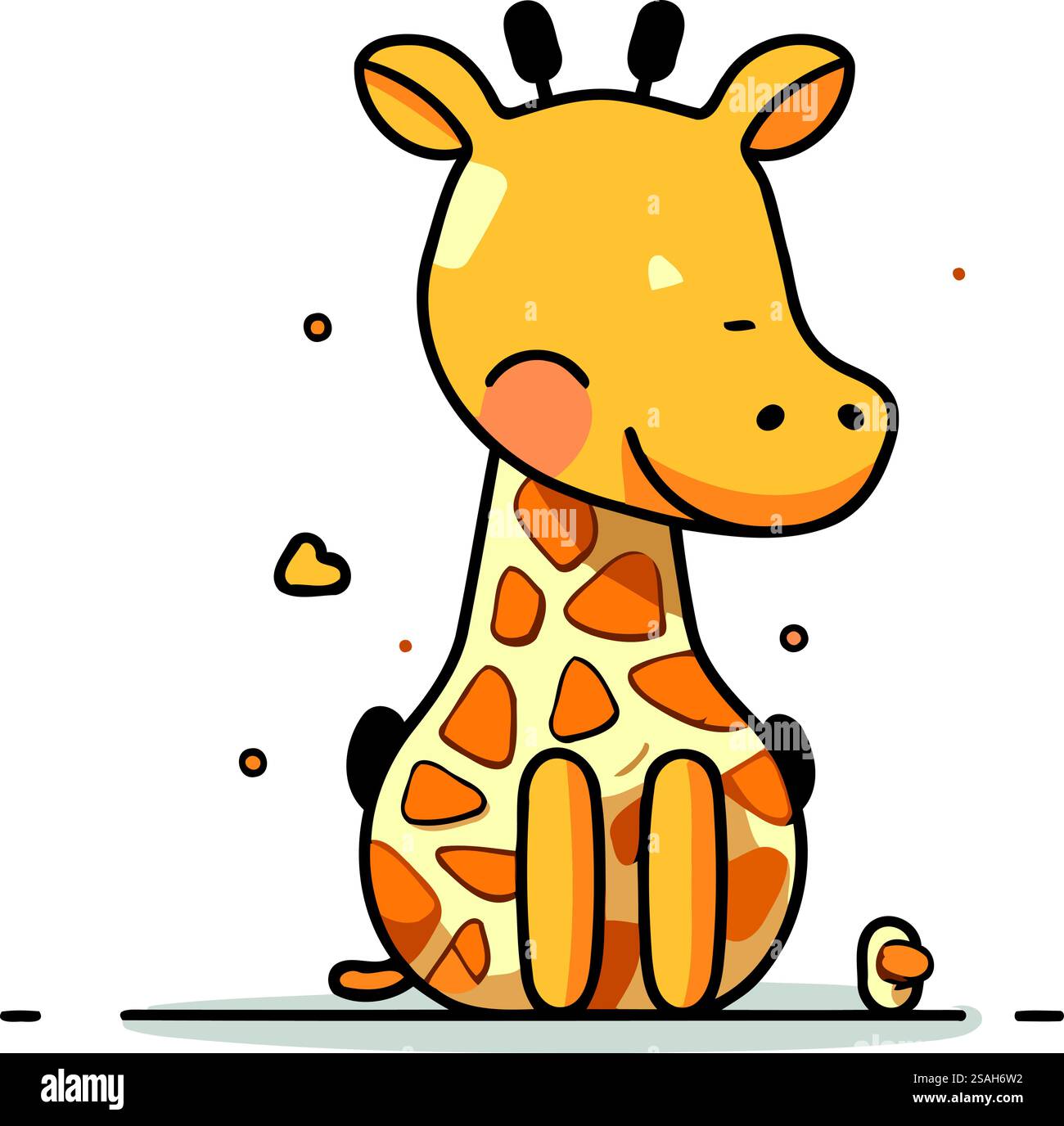 Cute cartoon giraffe sitting on the ground. Vector illustration Stock ...