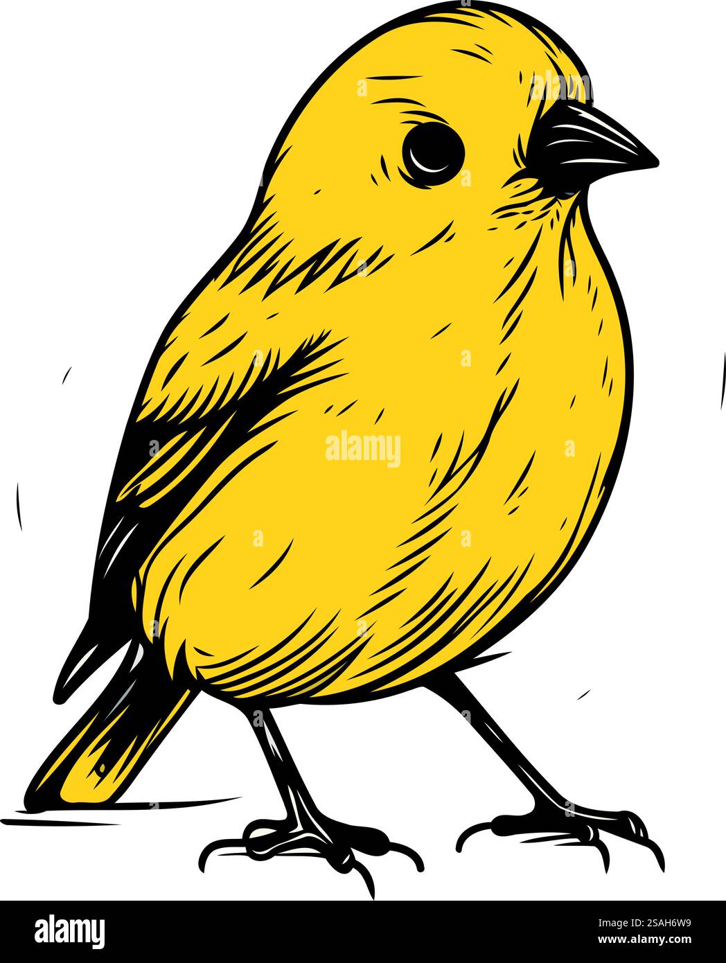 Illustration of a yellow bird on a white background. Vector ...