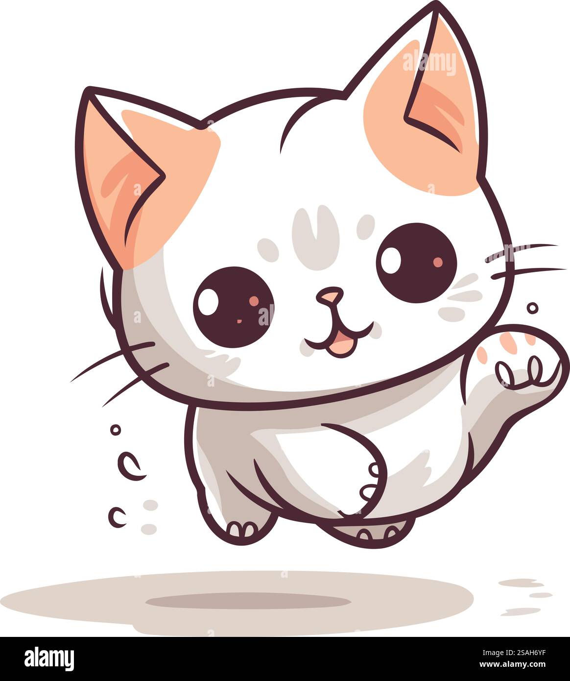 Cute cartoon cat jumping. Vector illustration isolated on white ...