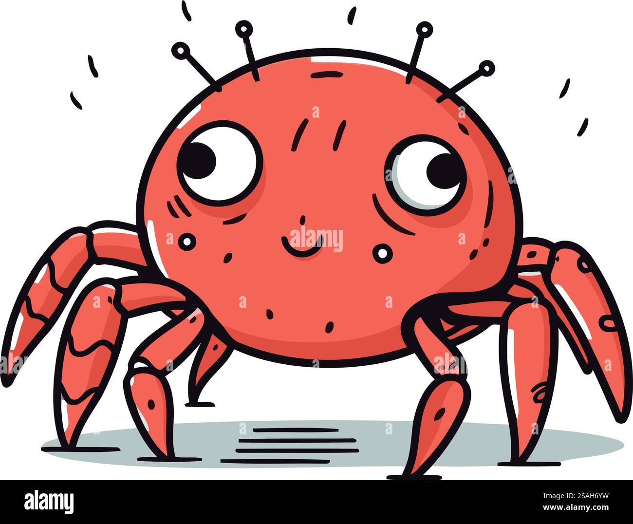 Cute cartoon red crab with big eyes. Vector illustration isolated on ...