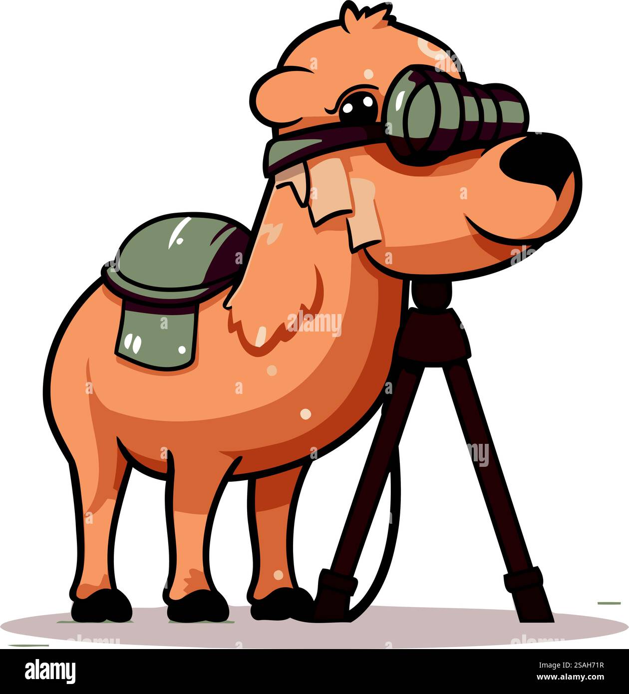 Cute cartoon camel with a camera on a tripod. Vector illustration Stock ...