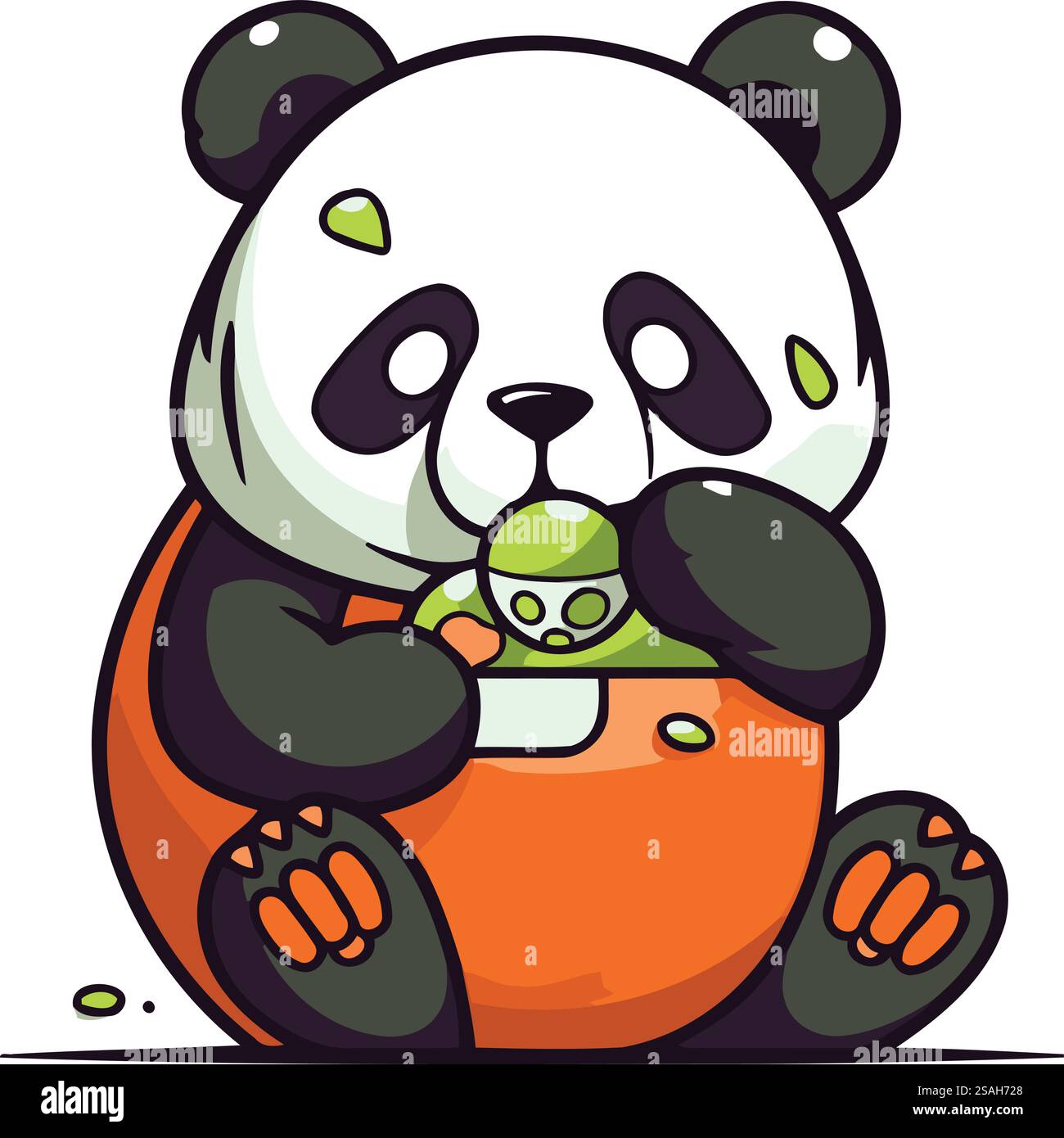 Panda bear holding a cup of tea. Cute cartoon vector illustration Stock ...
