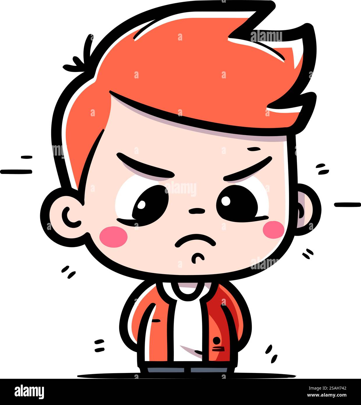 Angry little boy cartoon character. Vector illustration in flat style ...