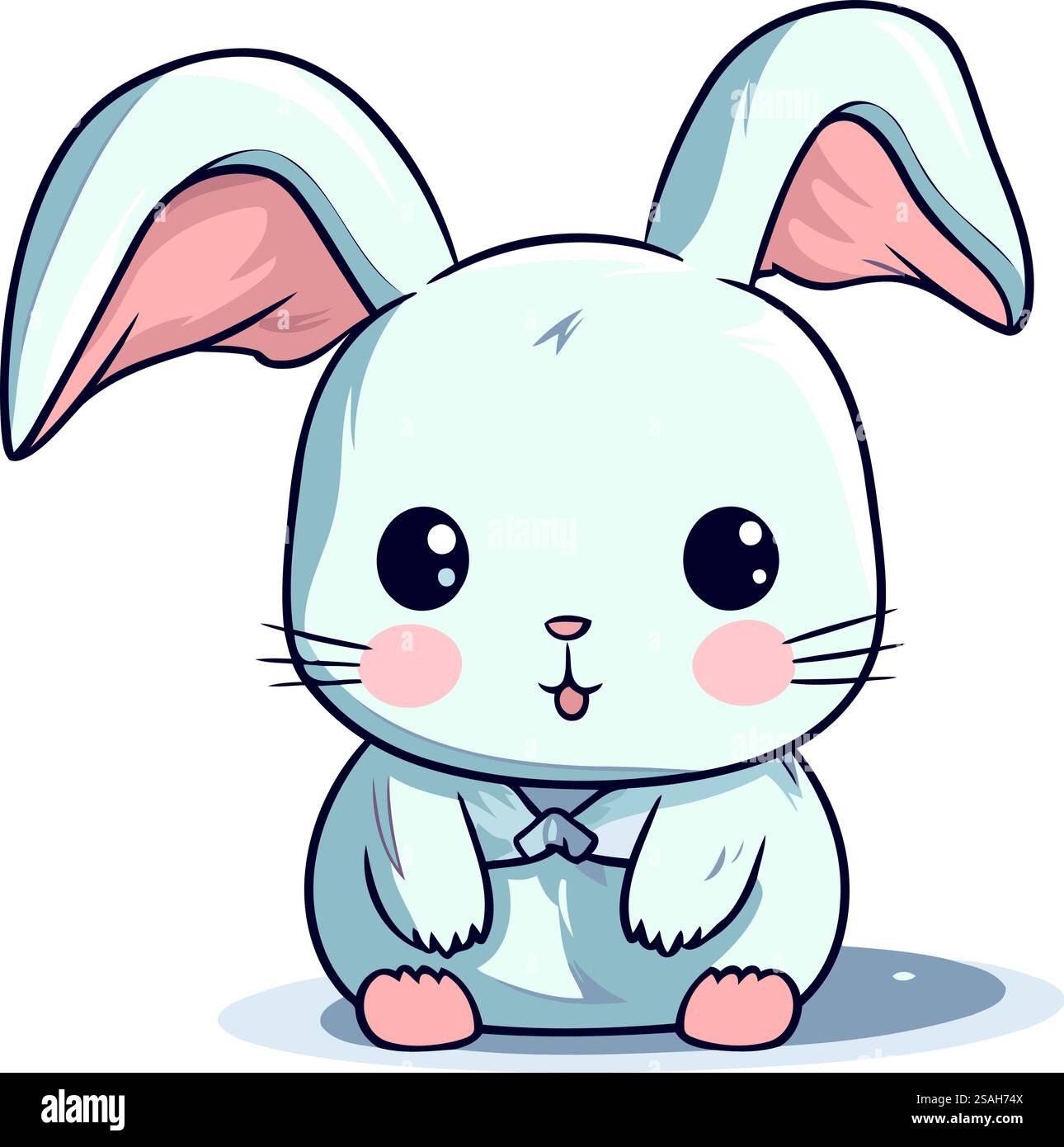 Cute cartoon rabbit with bow tie. Vector illustration on white ...