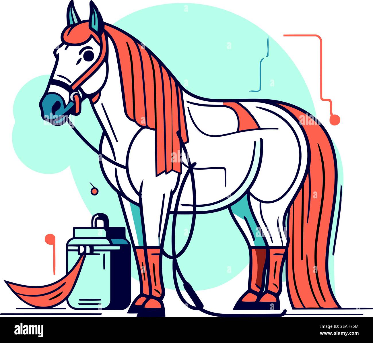 Horse riding. Vector illustration in linear style. Flat design Stock ...
