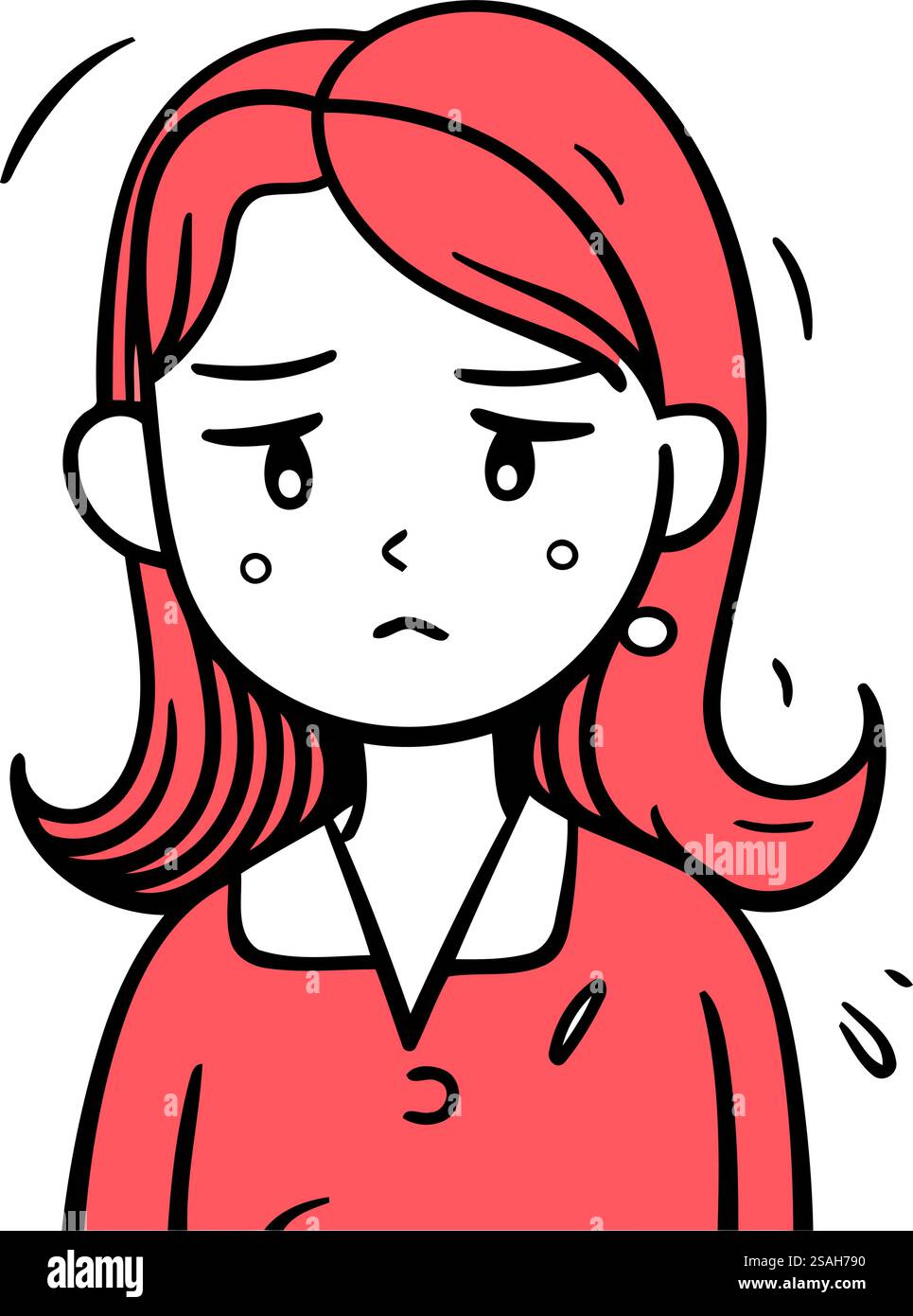 Illustration of a young woman with a sad expression. Vector Stock ...
