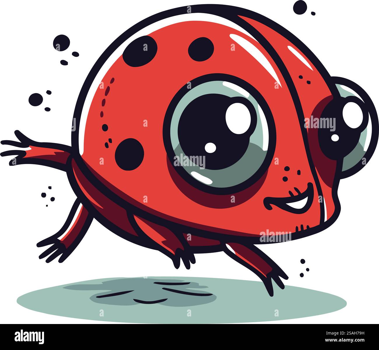 Vector illustration of cute cartoon ladybug. Isolated on white ...