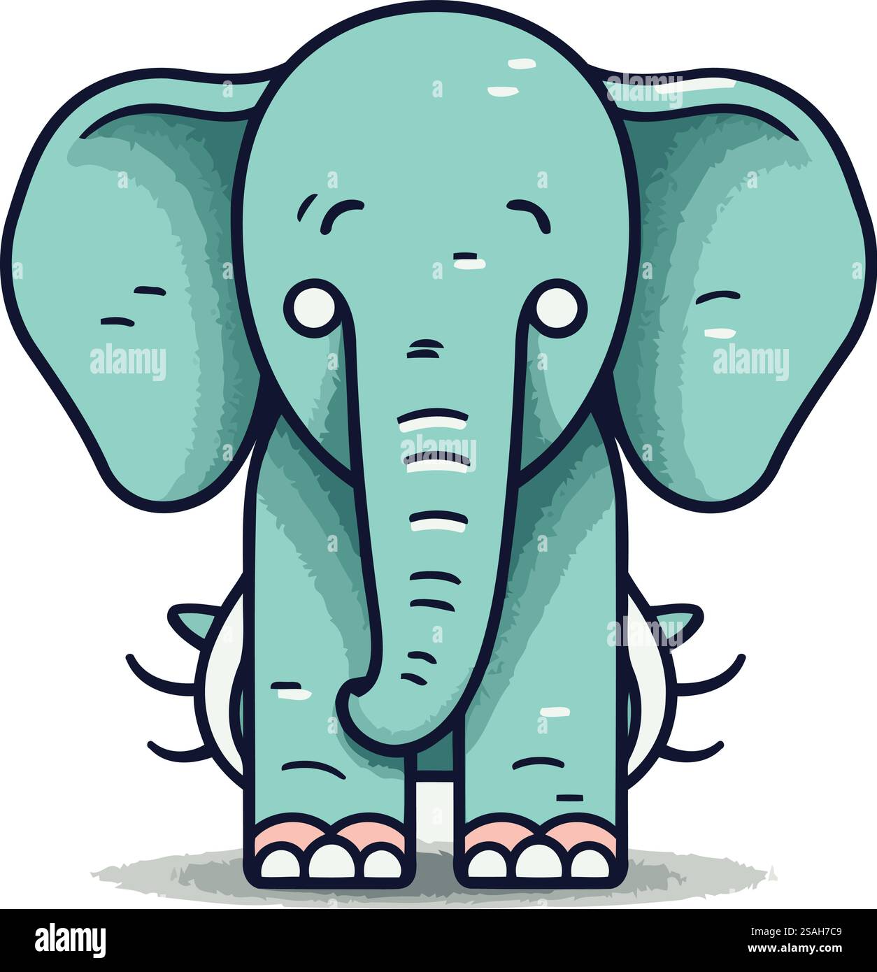 Cute Elephant Cartoon Character Vector Illustration. Vector ...
