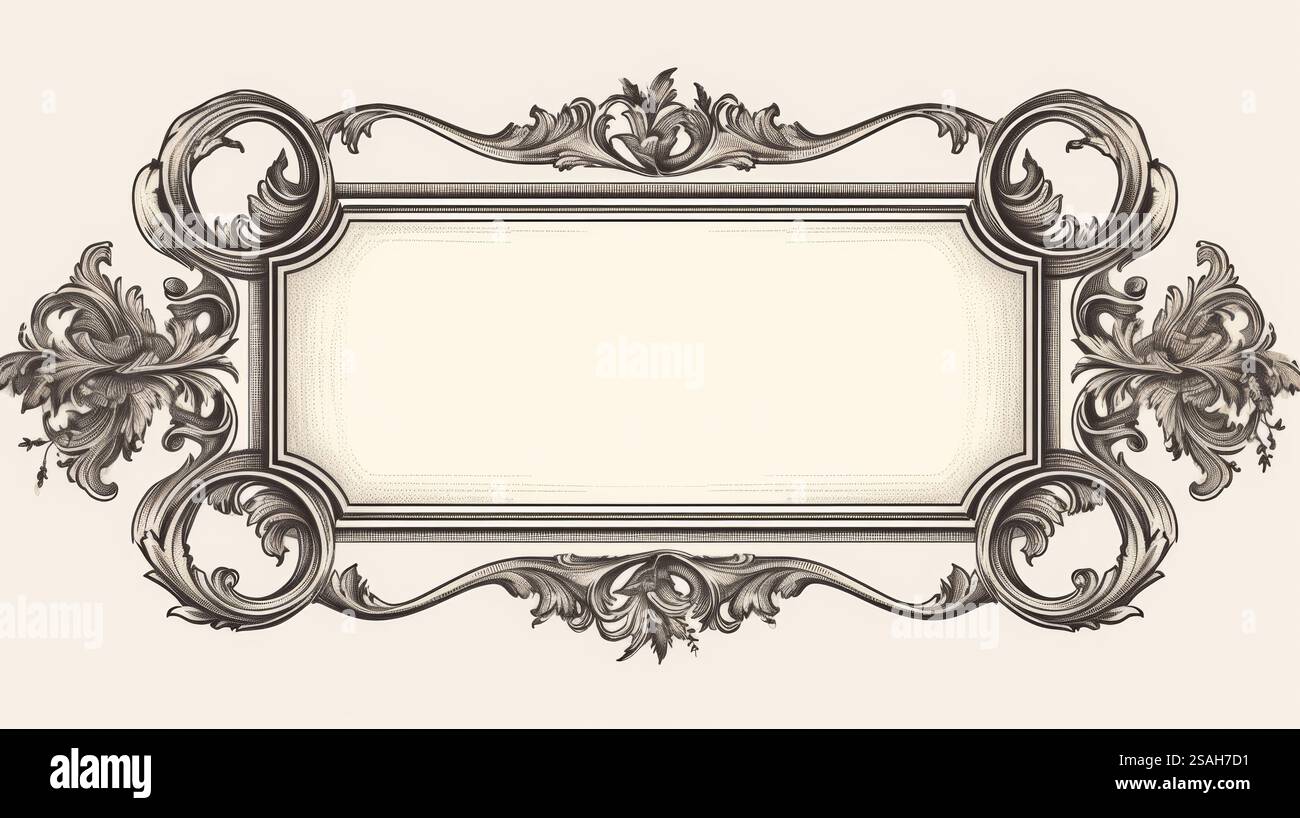 Engraving frame. Vintage Baroque Victorian border. Baroque frame decor ...