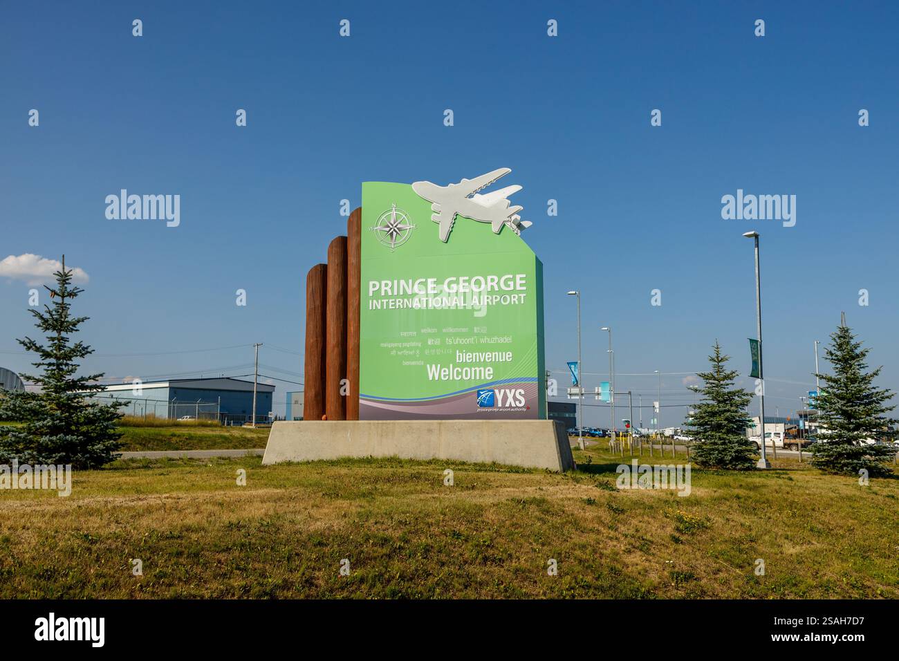 Prince George, Canada - August 25,2022: Large green welcome sign for ...