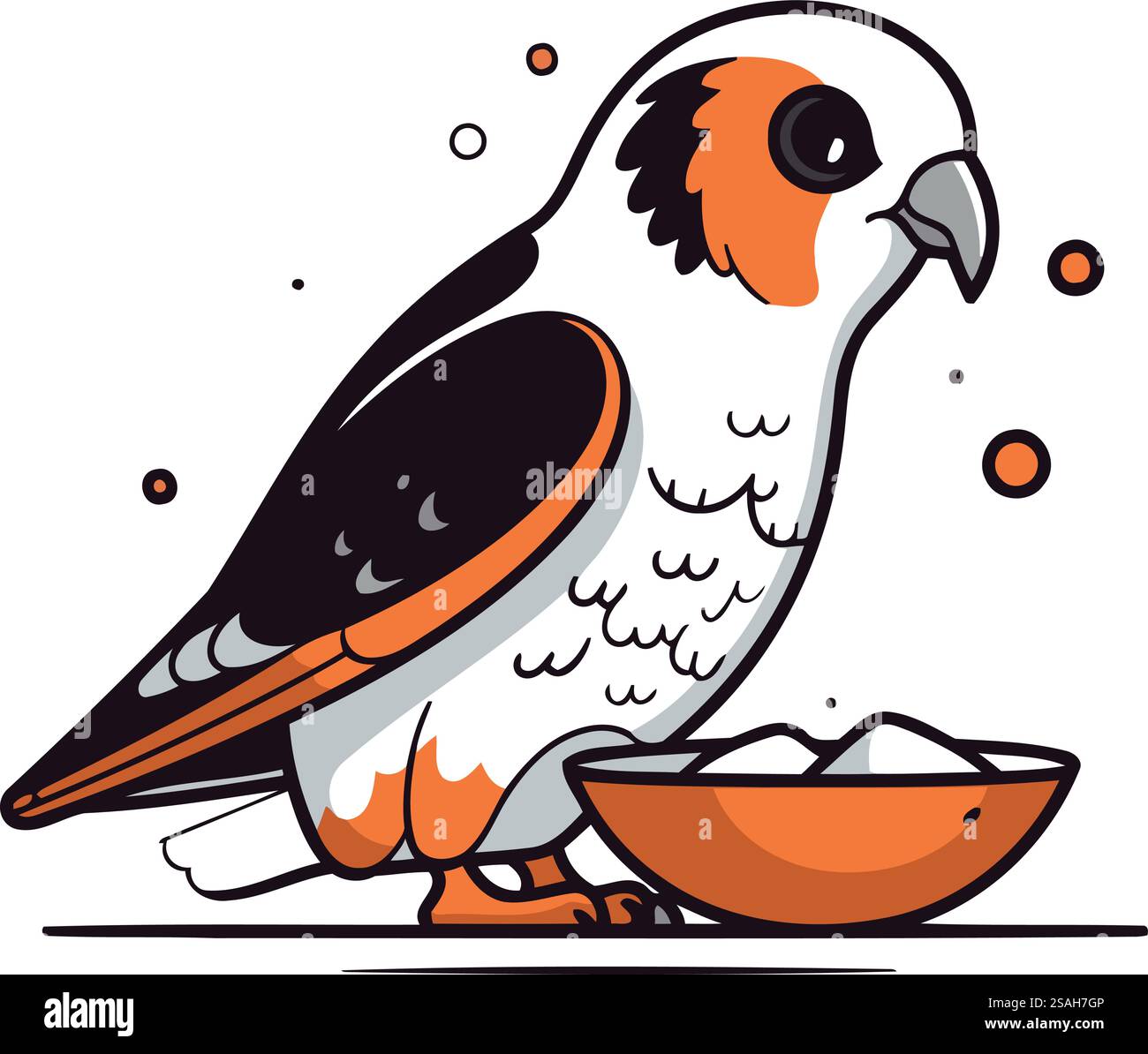 Pigeon eating from bowl. Vector illustration in flat style Stock Vector ...