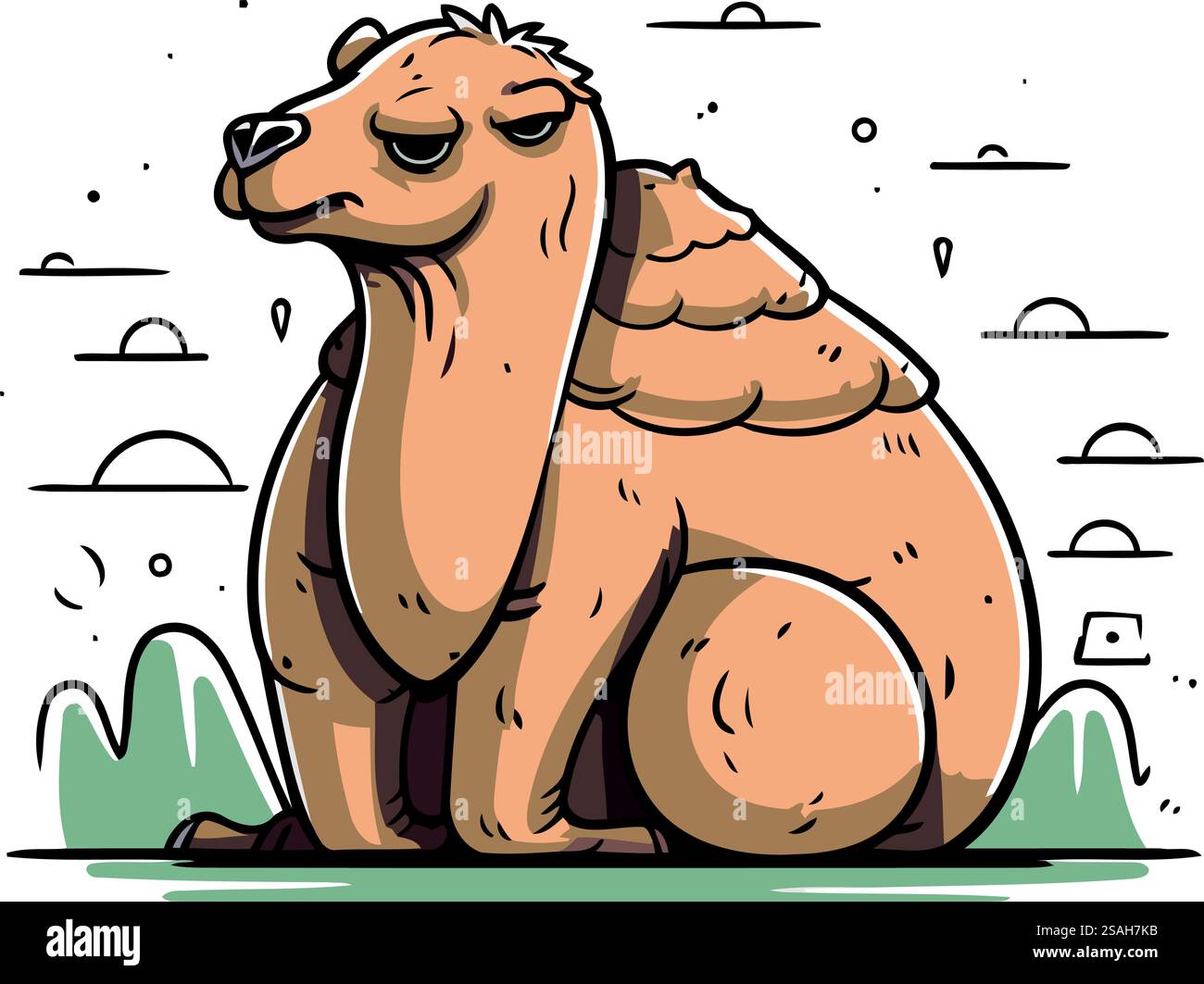Camel sitting on the ground. Vector illustration in cartoon style Stock ...
