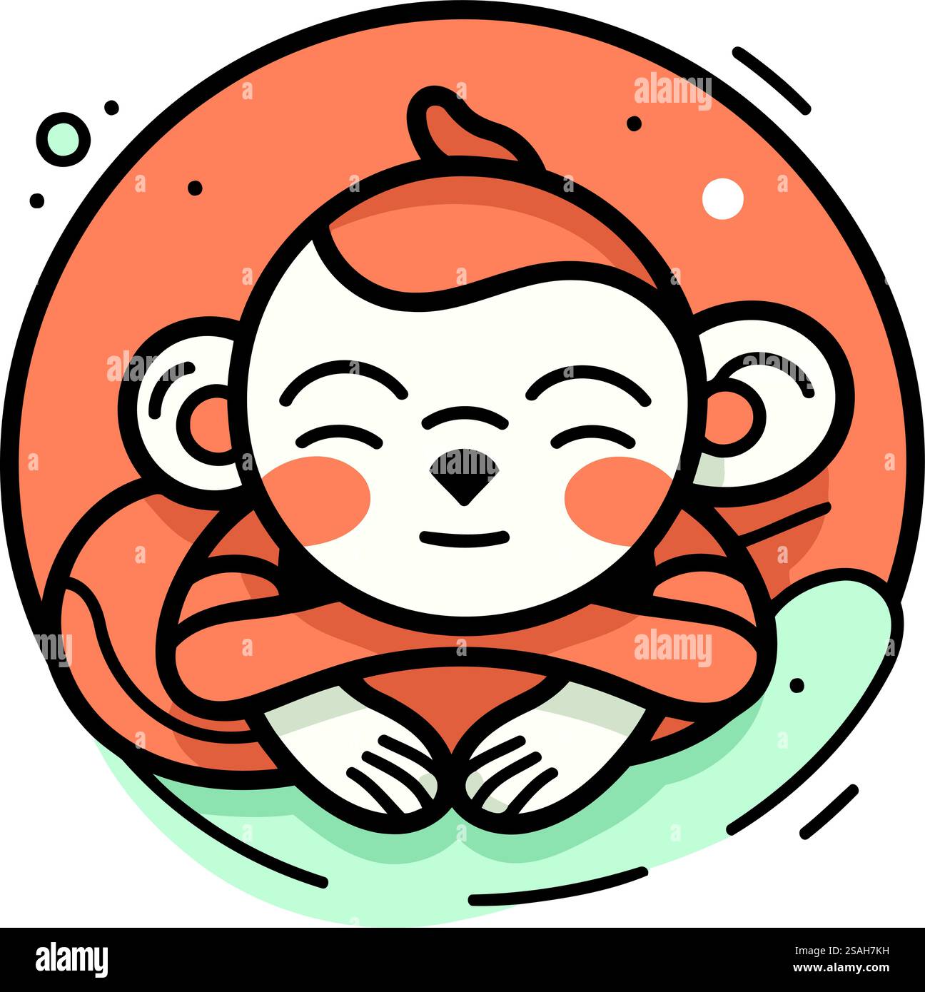 Cute monkey cartoon icon. Vector illustration of a monkey in a circle ...