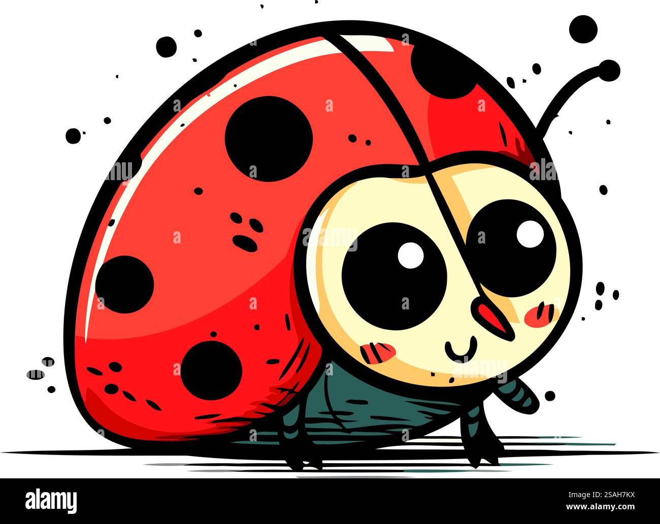 Cute cartoon ladybug. Vector illustration isolated on white background ...