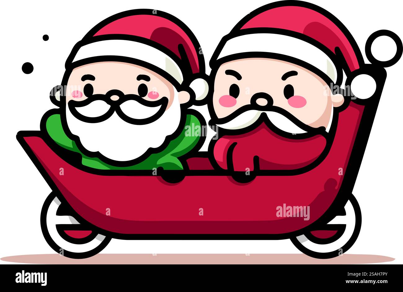 santa claus and elf in cart merry christmas vector illustration Stock ...