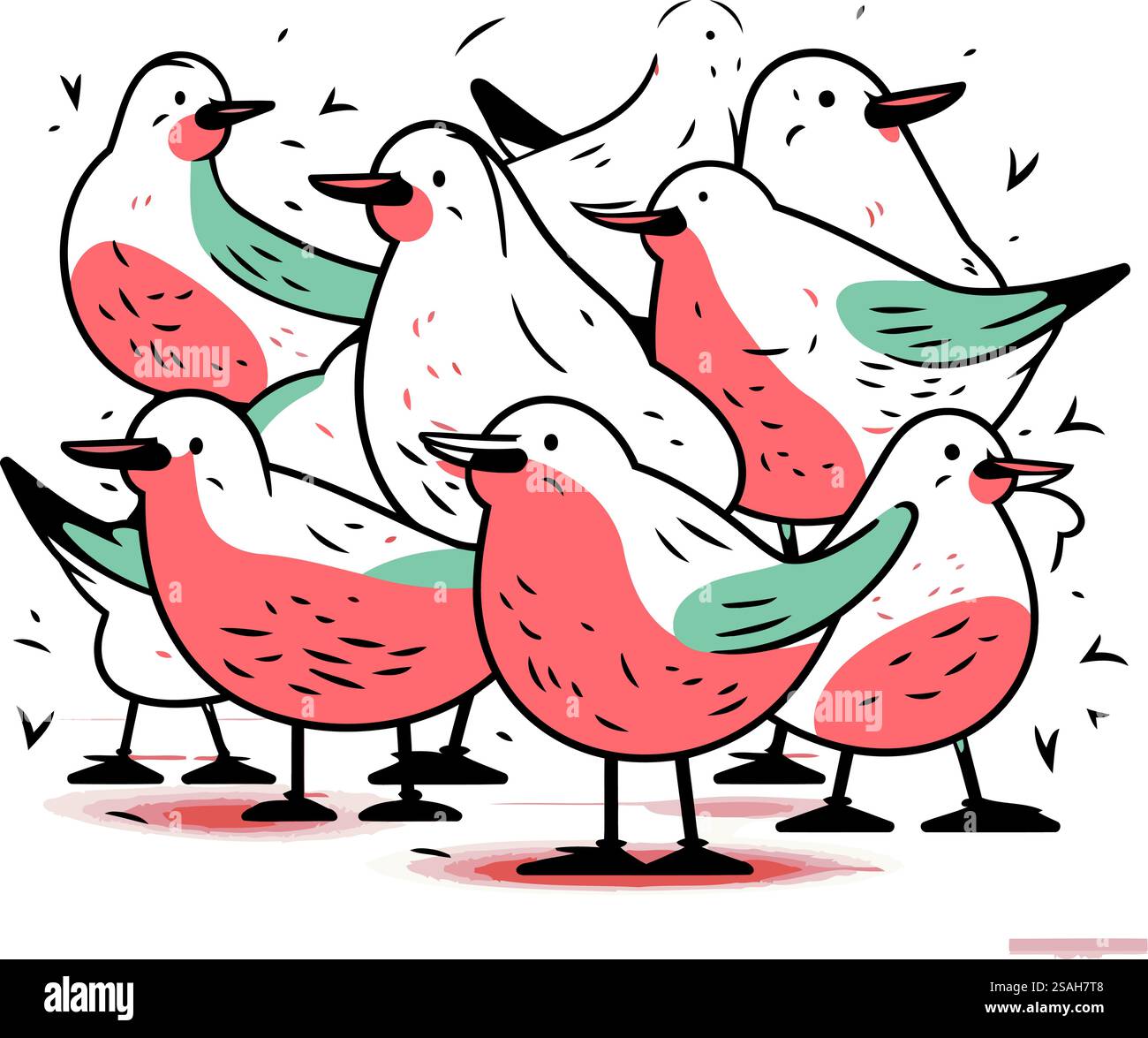 Hand drawn doodle of a group of birds. Vector illustration Stock Vector ...