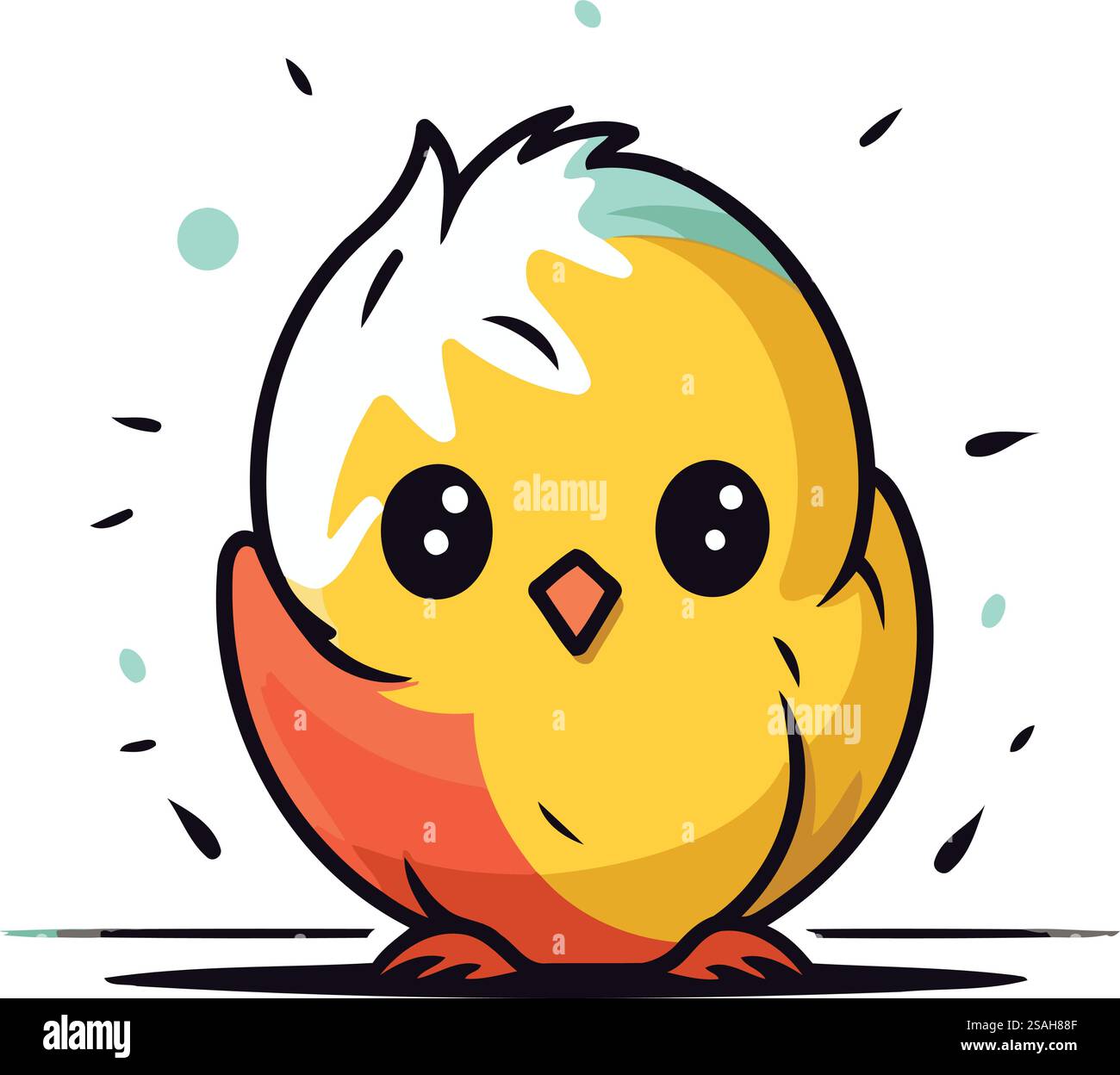 Cute little chick isolated on white background. Vector cartoon ...