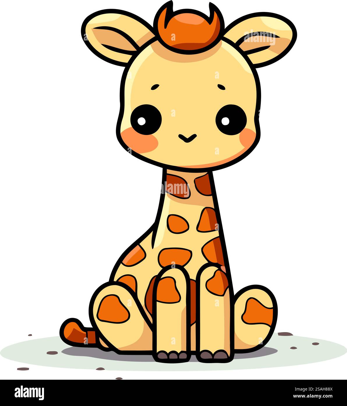 Cute cartoon giraffe sitting on the ground. Vector illustration Stock ...